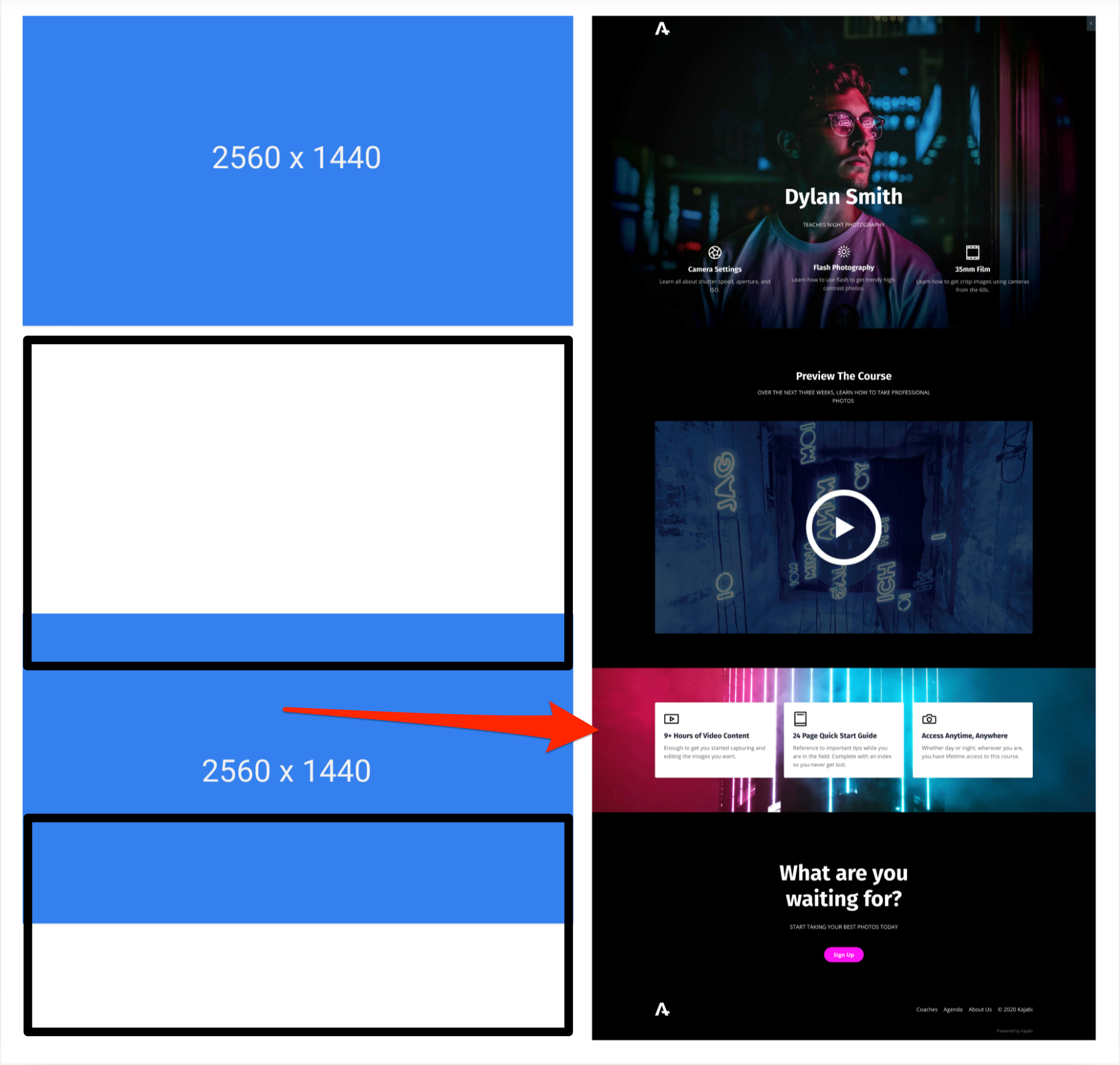 Recommended Image Dimensions For Page Templates Kajabi Help Center